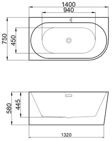 BPS-koupelny Volně stojící rohová akrylátová vana HYD-MER509A levá 140x75 bílá, odtokový komplet zlatý