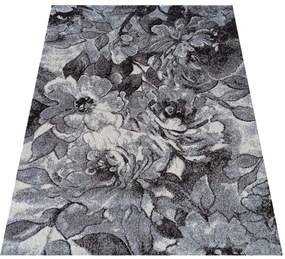Moderní kusový koberec Panamero 16 Květy šedý Rozměr: 60x100 cm