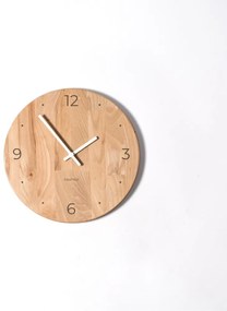 Nástěnné hodiny Pure S, bukové dřevo, pálený ciferník 5, bílé ručičky