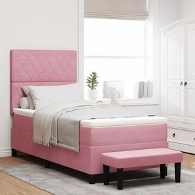 Postel s boxspringem s čelo Růžová 200 x 100 cm samet 3344431