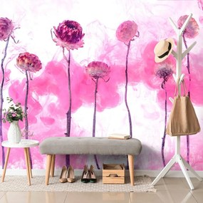 Samolepící tapeta květiny s růžovou párou - 150x100 cm