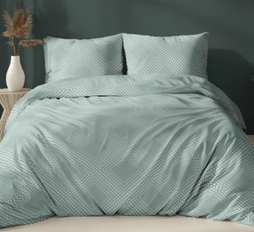 Saténové povlečení 160x200 mint geometric zip 5073 C KARO Satin