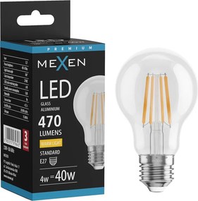 Mexen Vintis, LED filamentová žárovka E27, A60, 4 W, teplá bílá 2700K, čirá, L150-E27-0427-00