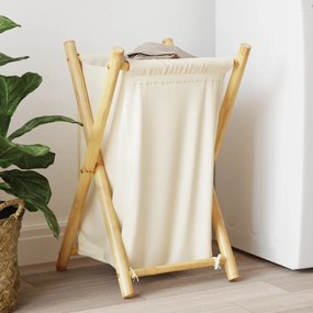 Koš na prádlo krémově bílý 41,5 x 36 x 63,5 cm bambus