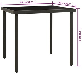 vidaXL Marketos Venkovní jídelní stůl antracitový 80 x 80 x 72 cm sklo a ocel