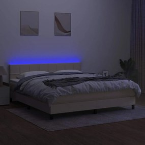 Box spring postel s matrací a LED krémová 160x200 cm textil 3133170
