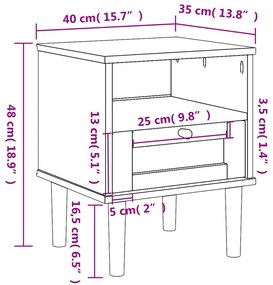 Noční stolek SENJA ratanový vzhled bílý 40x35x48 cm borovice - Default Title
