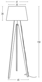 Zambelis 16179 stojací lampa bílá/dřevo, 1xE27, 150cm