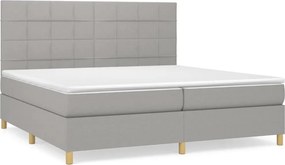 Box spring postel s matrací světle šedá 200 x 200 cm textil 3142361