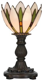 Stolní lampa Tiffany Bartina bílo zelená ve tvaru poupěte – 18x30 cm