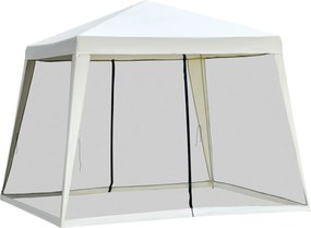 Outsunny Zahradní Pavilon Altán Party Stan Odolný vůči povětrnostním vlivům s Moskytiérou Kov + Polyester Krémově bílý 3 x 3 m | Aosom