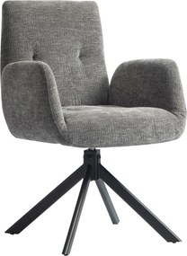 HOMCOM Křeslo otočné lounge křeslo s područkami, vzhled vlněného plátna, moderní čalouněné křeslo s prošíváním knoflíků, ocelové nohy, do obývacího p…
