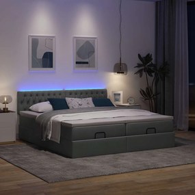 Osmanský rám postele s matrací tmavě šedá 180x200cm textil 3312865