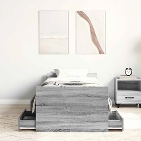 Rám postele s hlavovým a nožním čelem šedý sonoma 90 x 200 cm 3203808
