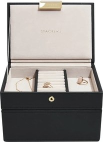 Krabička na šperky Stackers dvojitá mini černá samet
