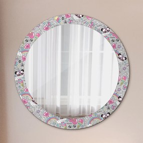 Kulaté dekorativní zrcadlo Panda unicorn fi 80 cm