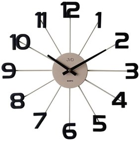 JVD Designové kovové černo-hnědé paprskovité hodiny JVD HT119.1