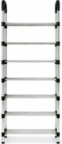 botník, 8 pater, kov/plast, 150x58x25 cm, chrom/černá, Dekorino BB20260058