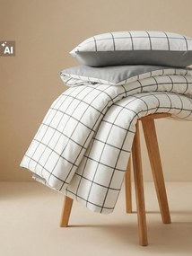 Sinsay - Oboustranná sada povlečení s kostkovaným vzorem - šedá