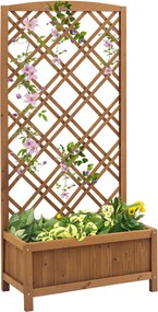 Outsunny Květináč s Trellis - Dřevěný květináč s Lezeckým Rámem pro Rostliny na Terase nebo Balkónu 60x30x122 cm Přírodní | Aosom