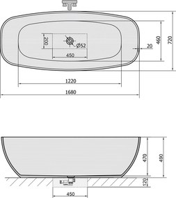 Polysan Polysan, IPANEMA volně stojící vana litý mramor 168x72x49cm, bílá, 69911