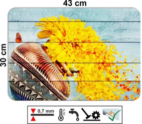 PokojovaDekorace.cz, Prostírání - 513, Kytky na dřevě váza s kyticí, 43x30cm