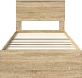 Rám postele Sonoma dub a stříbrná 75 x 190 cm Kompozitní dřevo 3408328