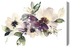 Obraz Listy A Květy Malované Akvarelem Nedostatek Nedostatek Přírodní plátno 100x70