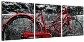 Obraz - Historický bicykl (s hodinami) (90x30 cm)