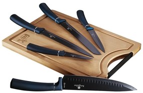 Berlinger Haus Sada nožů s nepřilnavým povrchem + prkénko 6 ks Aquamarine Metallic Line