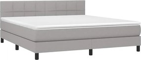 Box spring postel s matrací a LED světle šedá 180x200 cm textil 3133173