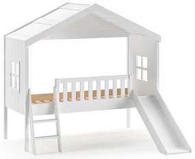 Bílá domečková/vyvýšená dětská postel z borovicového dřeva s roštem 90x200 cm Housebed – Vipack
