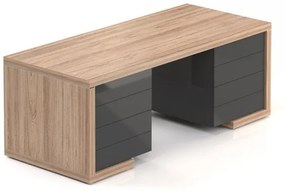 Stůl Lineart 200 x 85 cm + 2x kontejner a krycí panel / Jilm světlý a antracit