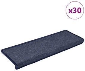 Schodové rohože 30 ks 65 x 21 x 4 cm tmavě šedé a modré s obdélníkovým okrajem 3365775