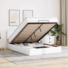 Osmanský postel s matracemi&amp;LED čistě bílý 140x190cm umělá kůže 3312153