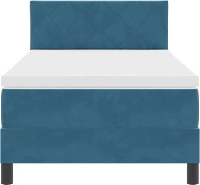 Postel s boxspringem s čelo Tmavě modrá 100 x 200 cm samet 3339222