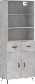 Skříň highboard betonově šedá 69,5x34x180 cm kompozitní dřevo 3200493