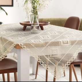 EUROFIRANY AŽUROVÝ UBRUS OLIVIA 85X85 CM SVĚTLEBÉŽOVÝ