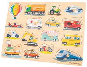 Dřevěné vkládací puzzle - dopravní prostředky - 16 ks