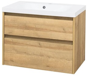 Mereo Mereo, Opto, koupelnová skříňka s umyvadlem z litého mramoru 81 cm, bílá, dub, bílá/dub, černá, CN921M