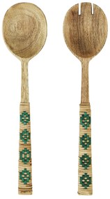 MADAM STOLTZ Salátový příbor Mango Wood/Bamboo - set 2 ks, přírodní barva, dřevo