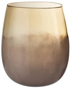 Hnědo žlutá skleněná váza/ svícen Omre - 26*26*32 cm