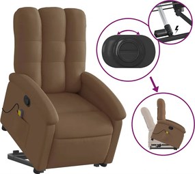 Zvedací masážní polohovací křeslo hnědé textil 3204108
