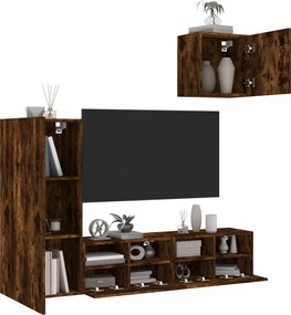 vidaXL 4dílná obývací stěna kompozitní dřevo [3216500] Barva: hnědý dub