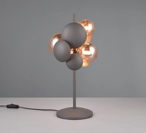 Stolní lampa se skleněným stínidlem v šedo-zlaté barvě (výška 50 cm) Bubble – Trio Select