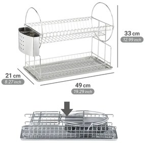 WENKO 2329100 - Odkapávač nádobí DUO 21x33 cm nerez/stříbrná