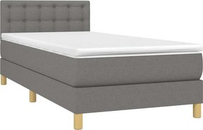 Box spring postel s matrací a LED tmavě šedá 100x200 cm textil 3134014