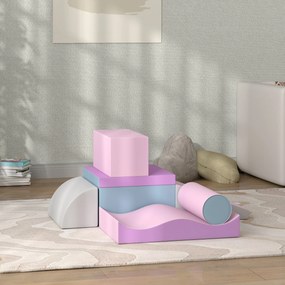 HOMCOM měkké stavebnice sada 7 pěnových stavebnic obří stavebnice pro děti od 1 do 3 let imitace kůže EPE stavební hračky