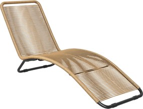 Outsunny S-shaped Ratanový PE a Ocelový Lehátko, Prodyšné Lehátka do Zahrady, Proti UV, na Pláž, K Bazénu a do Zahrady, 176x58x82 cm, Černé a Dřevěné