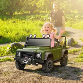 AIYAPLAY Dětské elektrické auto, 12V bateriový pohon, dálkové ovládání, hudební funkce, klakson, LED světla, zelená